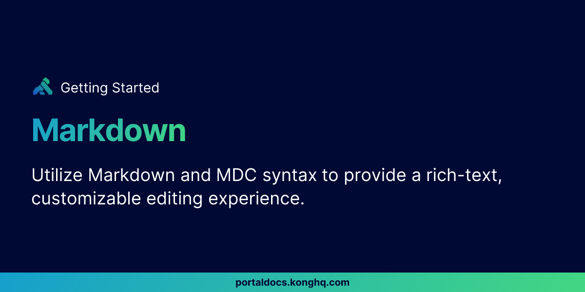 Markdown | Kong Konnect Developer Portal Docs